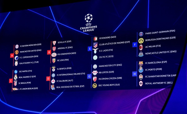 UCL draw: Newcastle meet PSG, AC Milan as Man Utd face Bayern